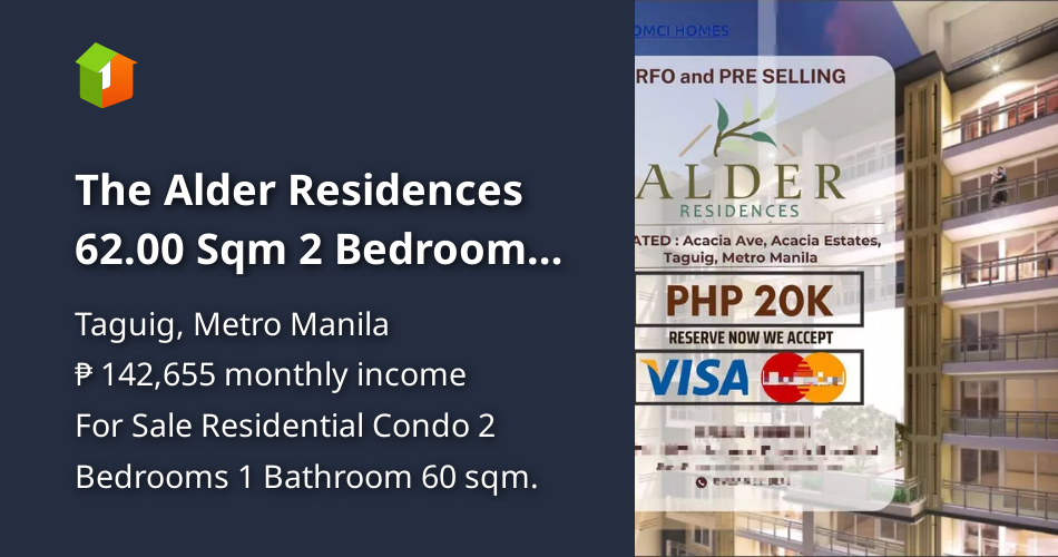 The Alder Residences 62.00 Sqm 2 Bedroom Residential Condo for Sale in ...