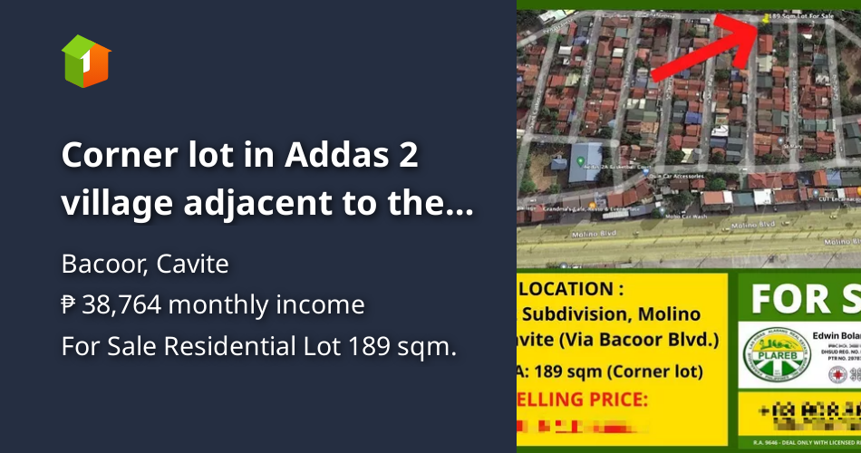 Corner lot in Addas 2 village adjacent to the ongoing S&R and SM mall along Molino Blvd Bacoor ...