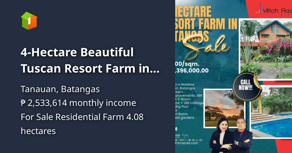 4-Hectare Beautiful Tuscan Resort Farm in Tanauan, Batangas [Lots 🚜 ...