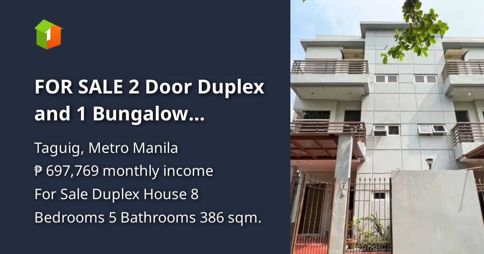FOR SALE 2 Door Duplex and 1 Bungalow HousePhase 6, Afpovai, Taguig ...