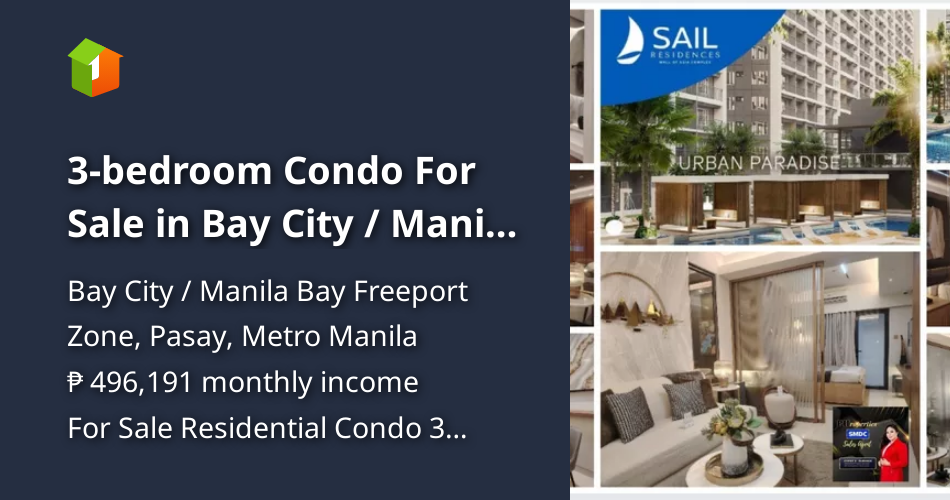 3-bedroom Condo For Sale in Bay City / Manila Bay Freeport Zone Pasay Metro Manila ph [Condos 🏙️ ...