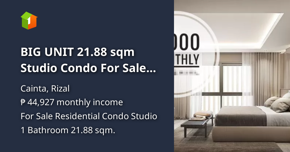 BIG UNIT 21.88 sqm Studio Condo For Sale in Cainta Rizal [Condo 🏙️ ...
