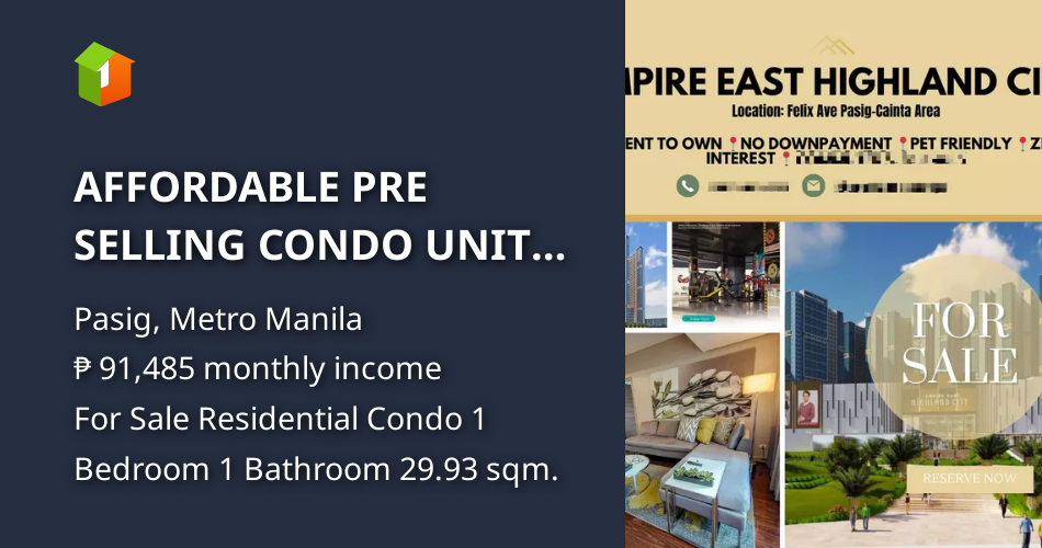 AFFORDABLE PRE SELLING CONDO UNITS IN PASIG CAINTA| NO DOWNPAYMENT ...