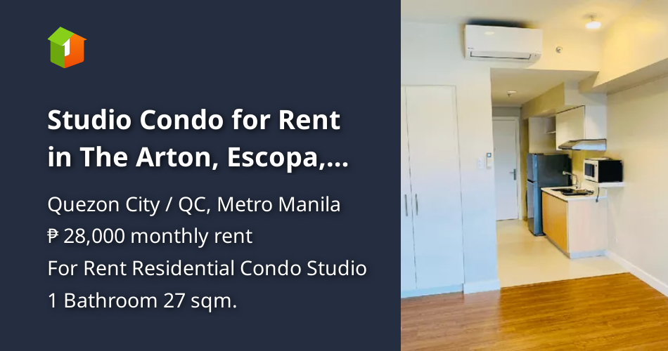 Studio Condo for Rent in The Arton, Escopa, Quezon City - RR3318381 ...