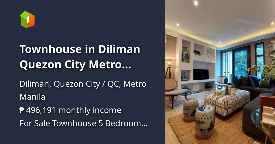Townhouse in Diliman Quezon City Metro Manila with 5-Bedrooms For Sale ...