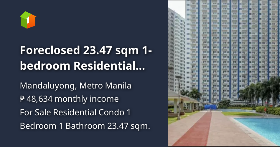 Foreclosed 23.47 sqm 1-bedroom Residential Condo For Sale in ...