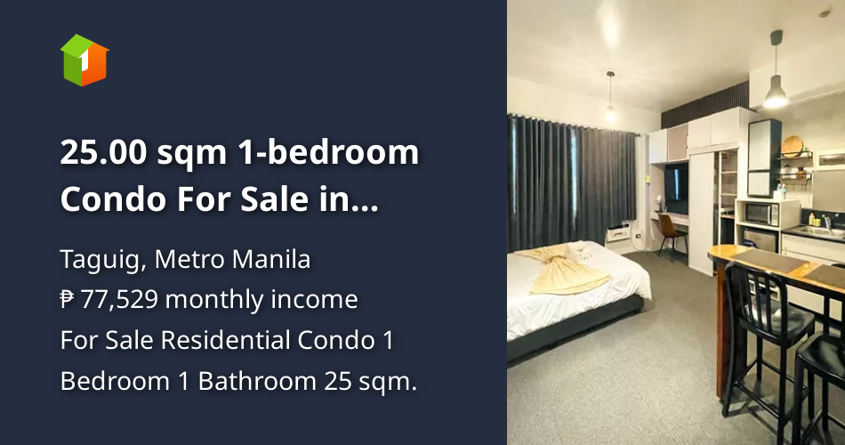 25.00 sqm 1-bedroom Condo For Sale in Taguig Metro Manila [Condos 🏙️ ...