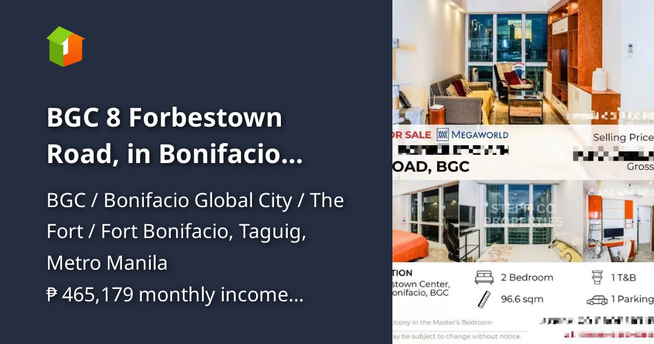 BGC 8 Forbestown Road, in Bonifacio Global City for Sale 2-Bedroom ...