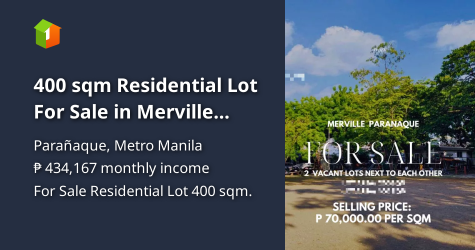 400 sqm Residential Lot For Sale in Merville Paranaque [Lots 🚜] (April ...
