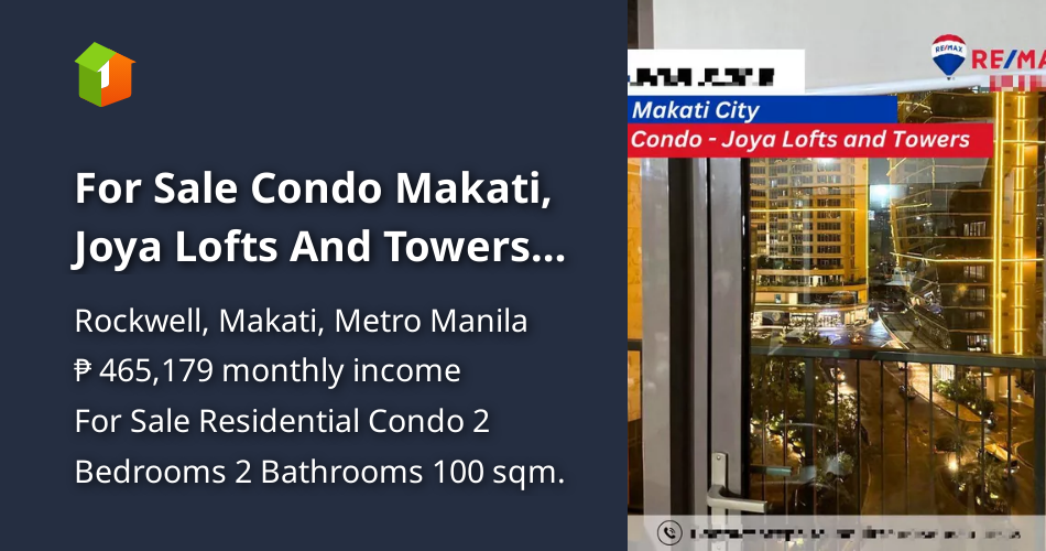 For Sale Condo Makati, Joya Lofts And Towers, 2 Bedroom Rockwell ...