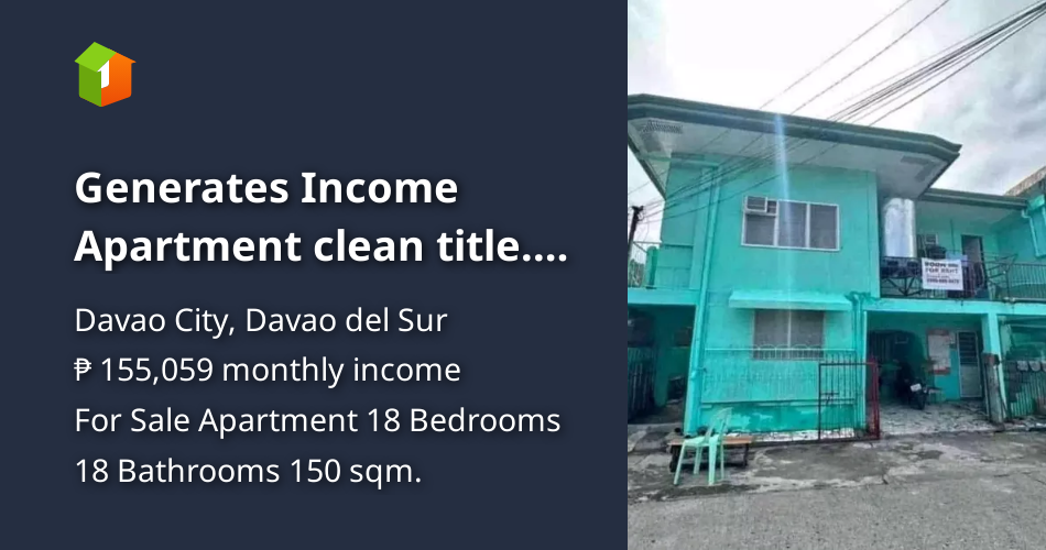 Generates Income Apartment clean title. Davao city [Condos 🏙️ ...