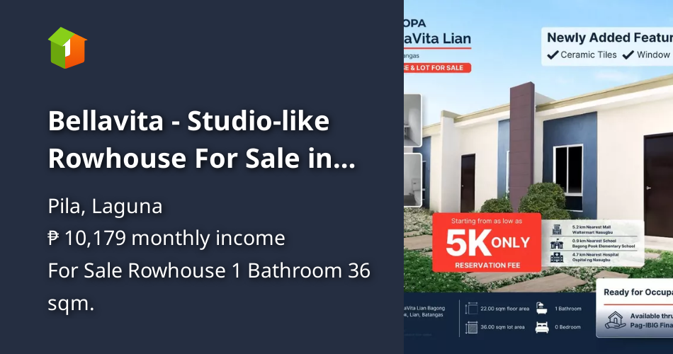 Bellavita - Studio-like Rowhouse For Sale in Pila Laguna [Houses and Lots 🏘️] (August 2025) in ...