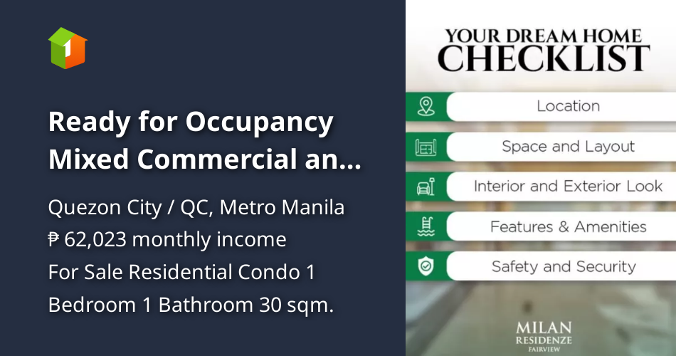 Ready for Occupancy Mixed Commercial and Residential Units we have ...