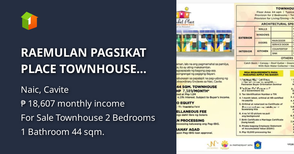 RAEMULAN PAGSIKAT PLACE TOWNHOUSE HOUSE & LOT FOR SALE NAIC CAVITE ...