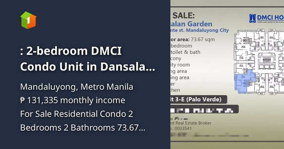 : 2-bedroom DMCI Condo Unit in Dansalan Garden Mandaluyong City near ...