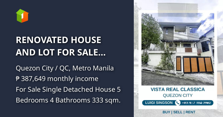 RENOVATED HOUSE AND LOT FOR SALE VISTA REAL CLASSICA QUEZON CITY ...