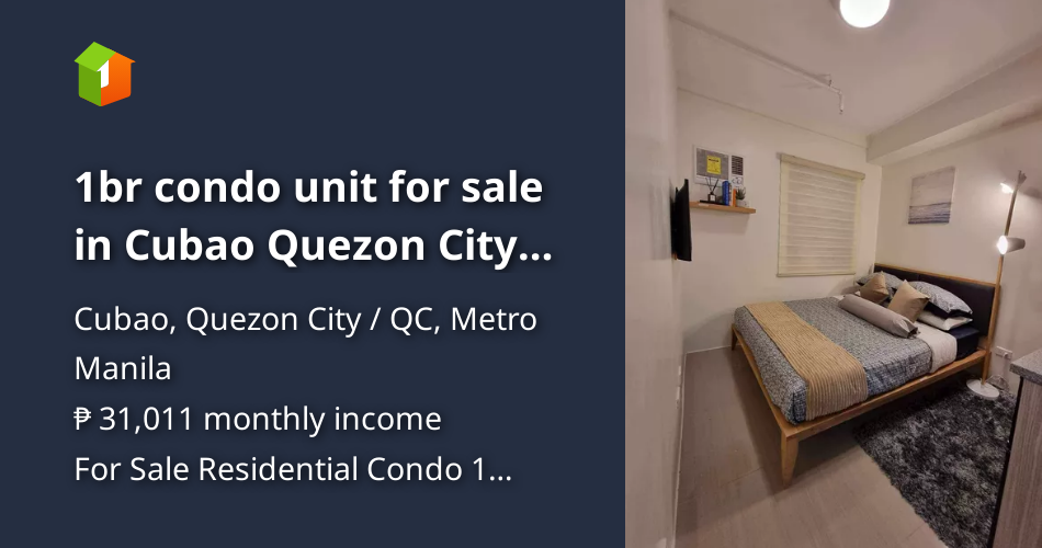 1br condo unit for sale in Cubao Quezon City near Gateway, Farmers, MRT ...