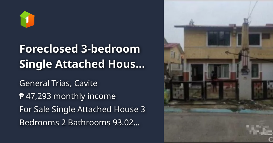 Foreclosed 3-bedroom Single Attached House For Sale in General Trias ...