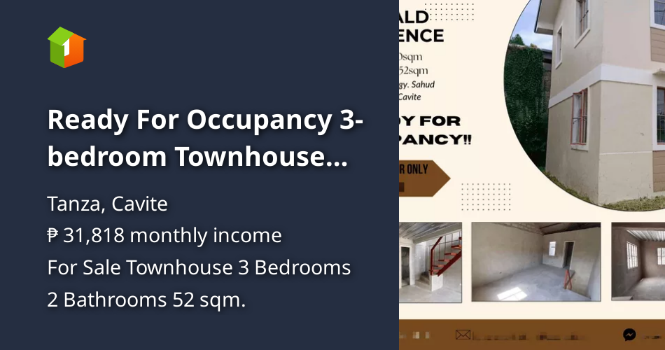 Ready For Occupancy 3-bedroom Townhouse For Sale in Tanza Cavite ...