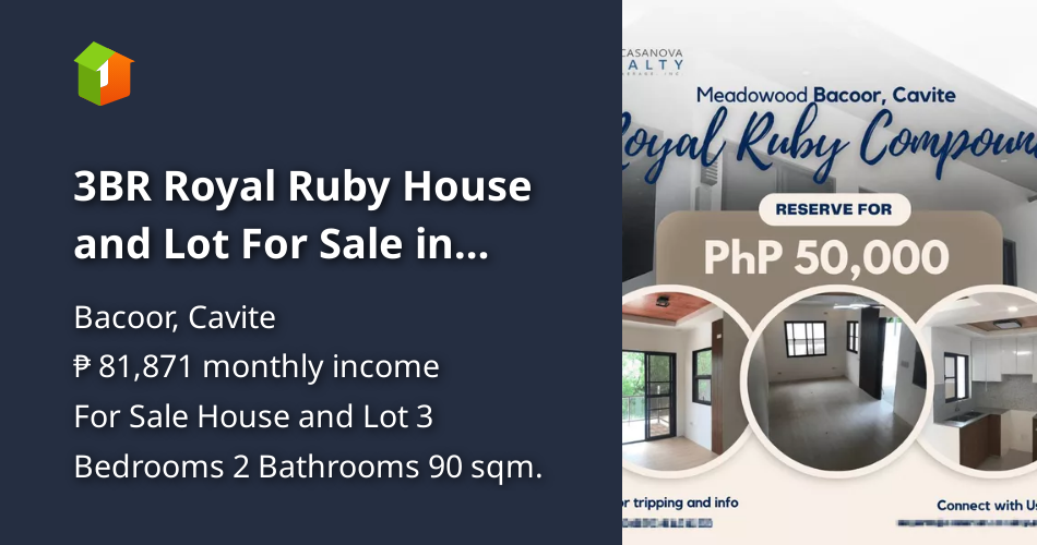 3BR Royal Ruby House • Lot For Sale in Bacoor Cavite [Houses and Lots 🏘️] (August 2025) in ...