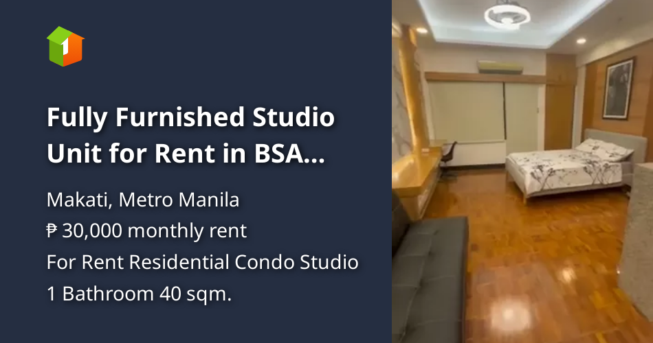 Fully Furnished Studio Unit for Rent in BSA Tower Residences! [Condos 🏙 ...