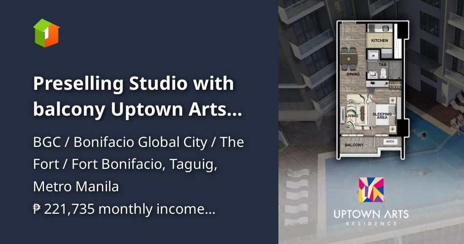 Preselling Studio with balcony Uptown Arts condo for sale Bgc The Fort ...