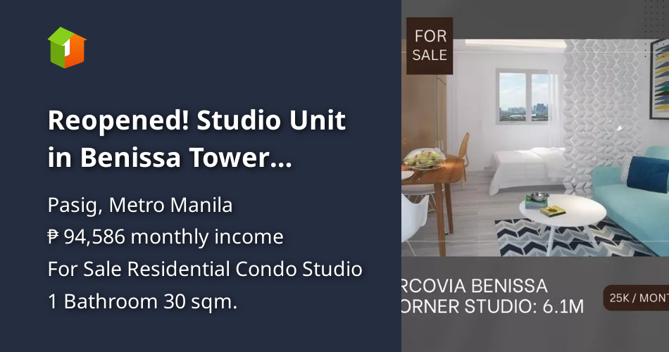 Reopened! Studio Unit in Benissa Tower Arcovia! [Condo 🏙️] (August 2023 ...