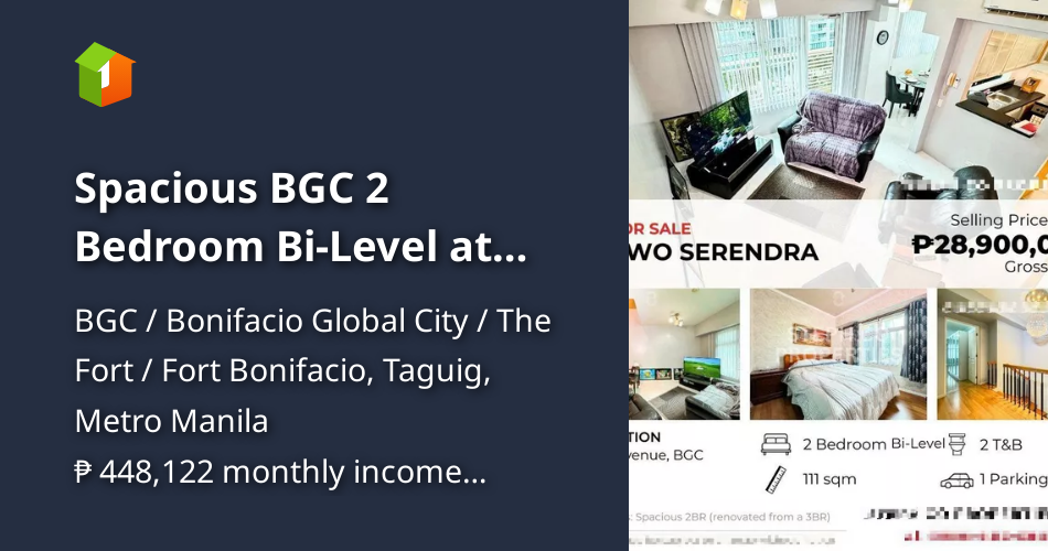 Spacious BGC 2 Bedroom Bi-Level at Two Serendra, Bonifacio Global City ...