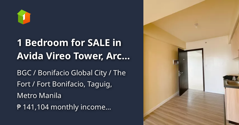 1 Bedroom for SALE in Avida Vireo Tower, Arca South, Taguig [Condos 🏙️ ...