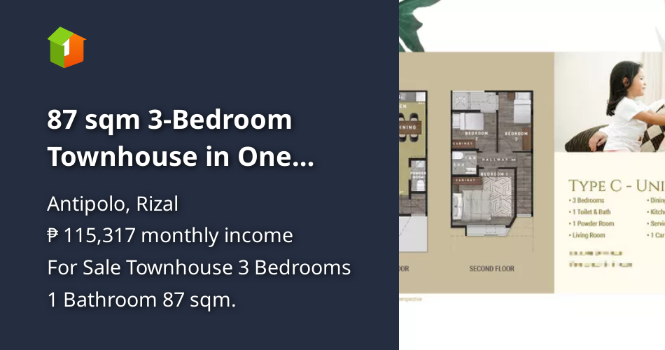 87 sqm 3-Bedroom Townhouse in One Amari Place, Antipolo Community ...
