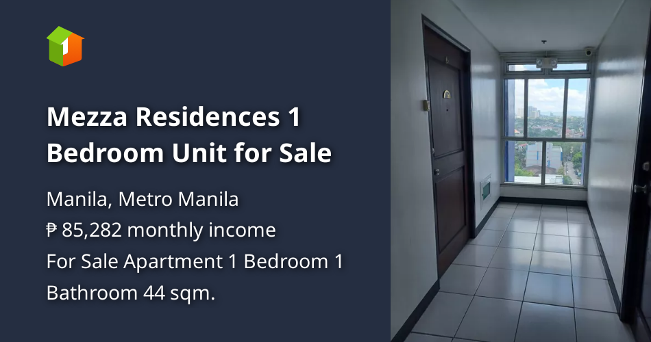 Mezza Residences 1 Bedroom Unit for Sale [Condos 🏙️] (May 2025) in ...