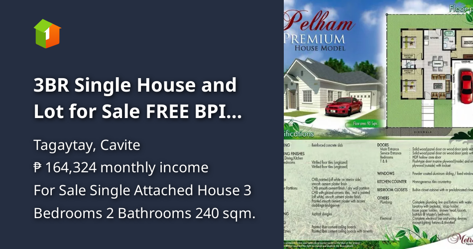 3BR Single House and Lot for Sale FREE BPI BDO Bank Financing ...