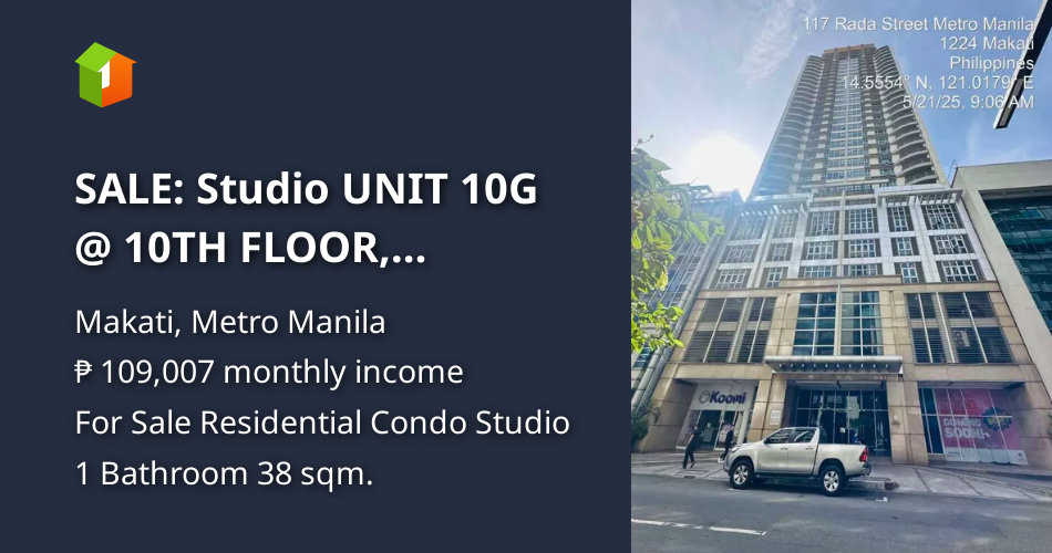 SALE: 38 sqm Studio at Greenbelt Chancellor Makati Unit 10G [Condos 🏙️] (July 2025) in Makati ...