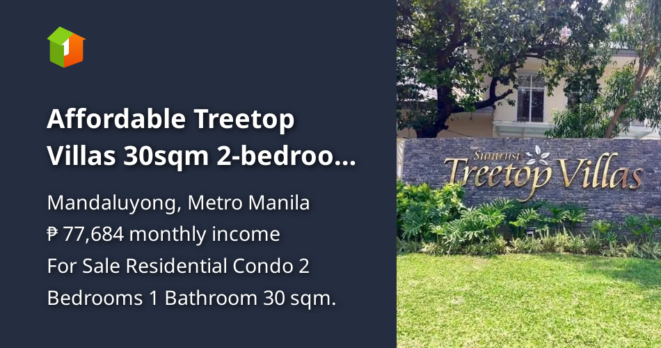 Affordable Treetop Villas 30sqm 2-bedroom Residential Condo For Sale ...