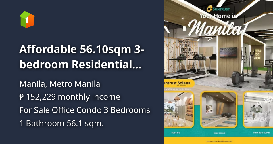 Affordable 56.10sqm 3-bedroom Residential Condo For Sale - Solana ...