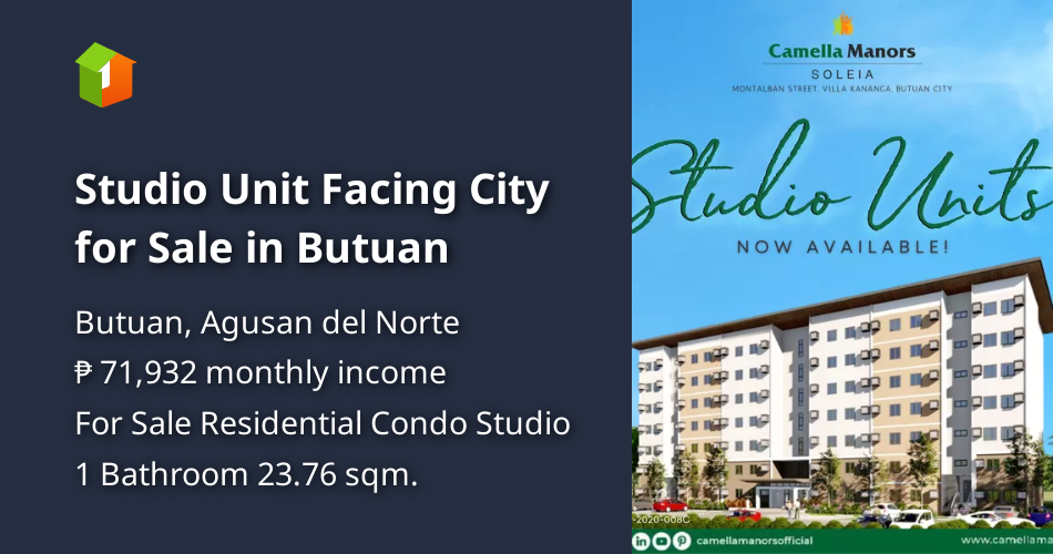 Studio Unit Facing City for Sale in Butuan [Condos 🏙️] (March 2023) in ...