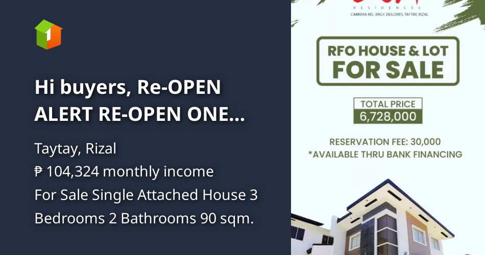 Hi buyers, Re-OPEN ALERT RE-OPEN ONE UNIT ONLY [Houses and Lots 🏘️ ...