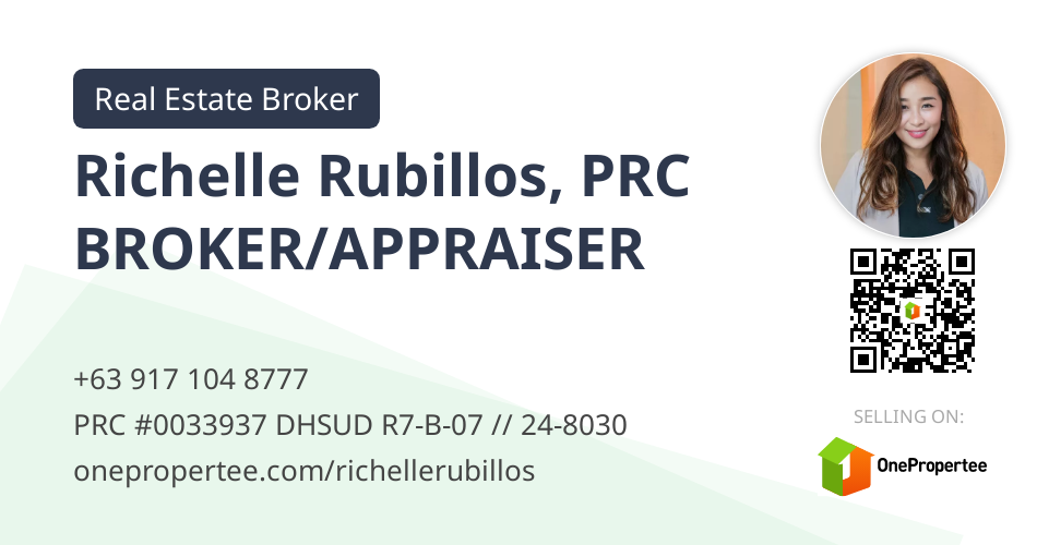 Richelle Rubillos, PRC BROKER/APPRAISER - Real Estate Broker Selling on OnePropertee