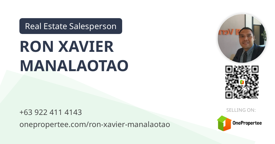 RON XAVIER MANALAOTAO - Real Estate Salesperson Selling on OnePropertee