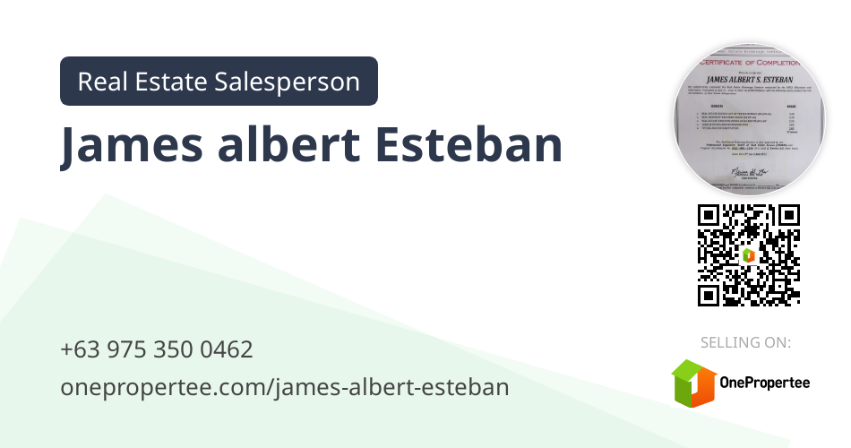 James albert Esteban - Real Estate Salesperson Selling on OnePropertee