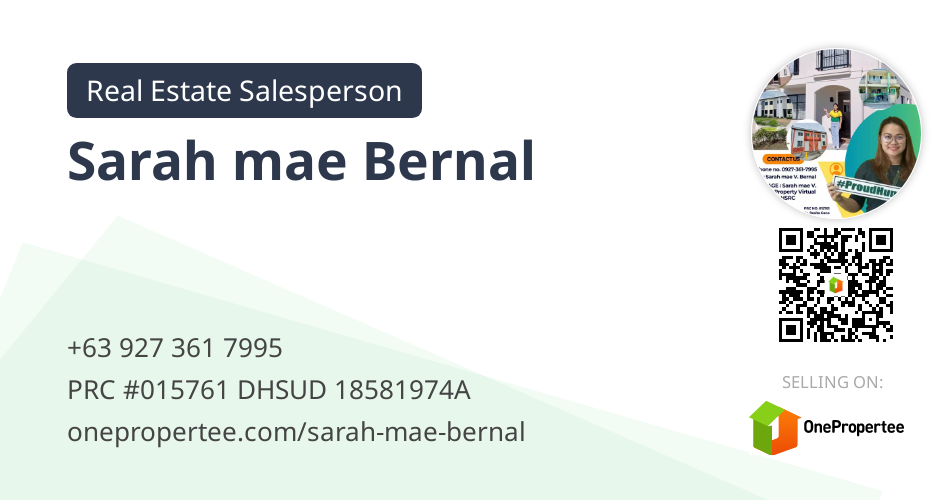 Sarah mae Bernal - Real Estate Salesperson Selling on OnePropertee